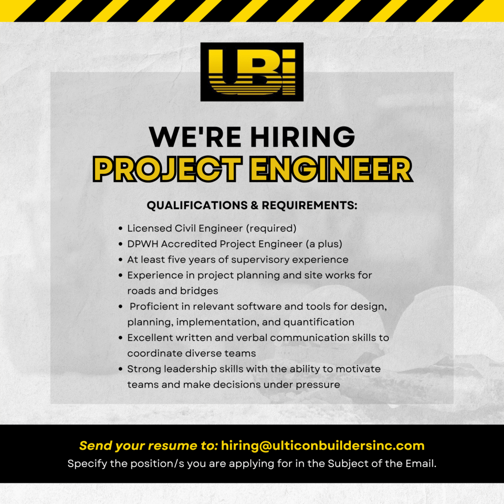 Now Hiring: PROJECT ENGINEER - Ulticon Builders, Inc. Ulticon Builders ...